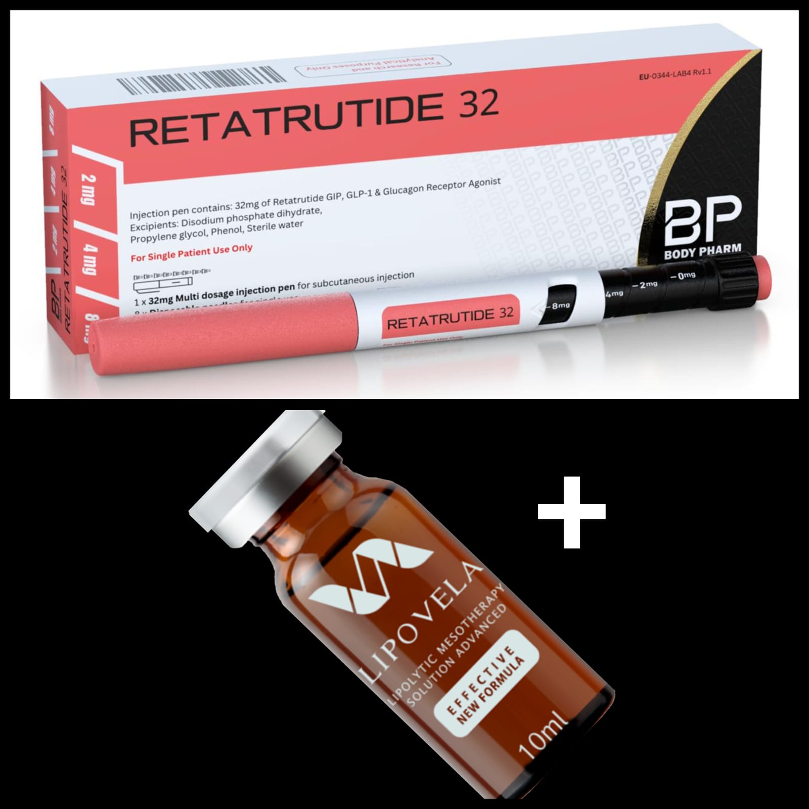 1 X BODYPHARM RETRATRUTIDE 32MG PEN PLUS 1 X 10ML VIAL LIPO VELA ...