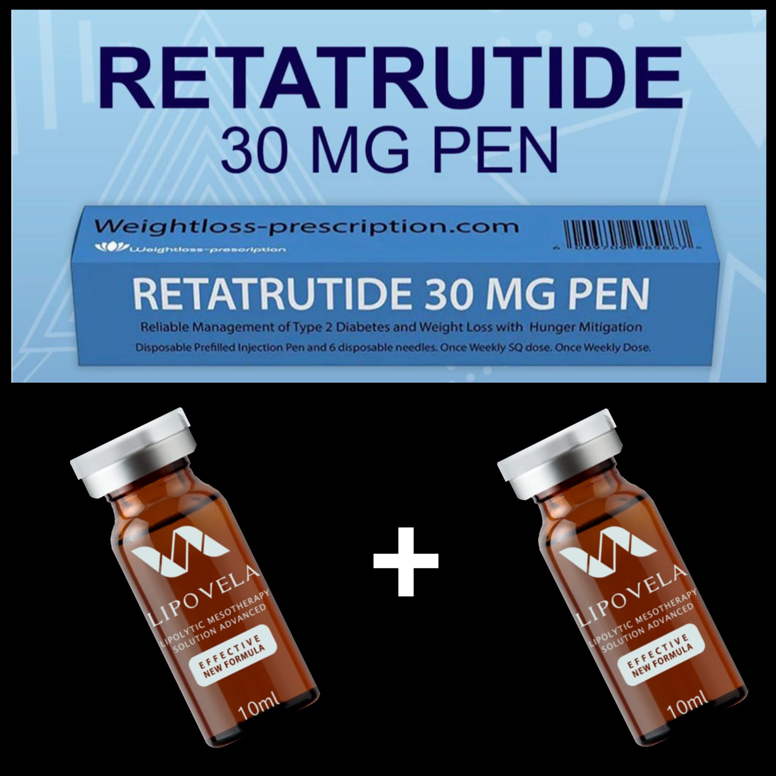1 X WEIGHTLOSS PRESCRIPTION RETRATRUTIDE 30MG PEN PLUS 2 X 10ML LIPO ...